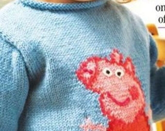 PDF Knitting Pattern Child's George Peppa Pig Jumper Sweater 2-5yrs DK ...