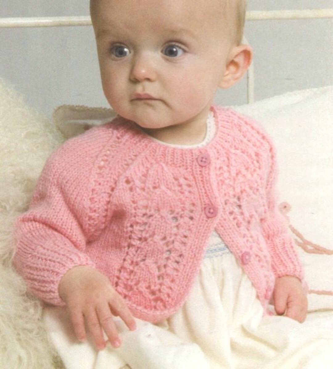 Childs Lace Panel Raglan Cardigan Round & V Neck Baby Toddler 18 -24 ...