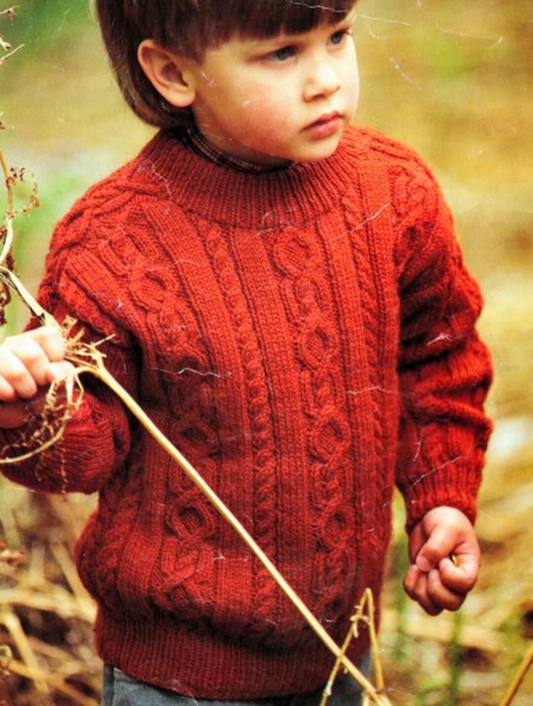 Childrens Saddle Shoulder Cable Rib Crew Round Neck Boys Girls 20 - 30 ...