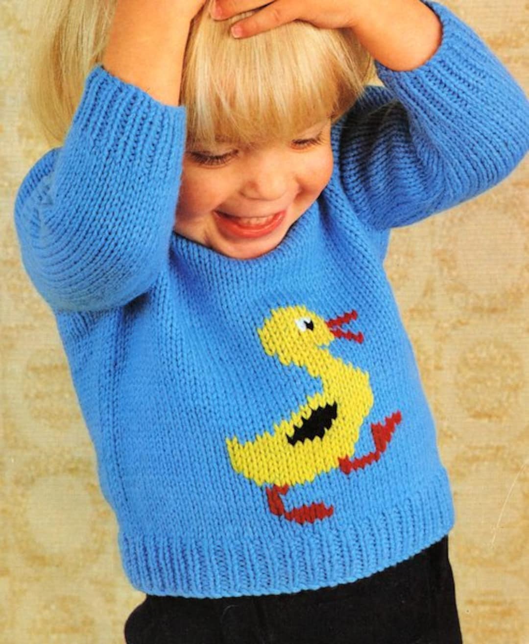 Sweater Baby Children Knitting Pattern Duck Chicken Bird Motif Picture ...