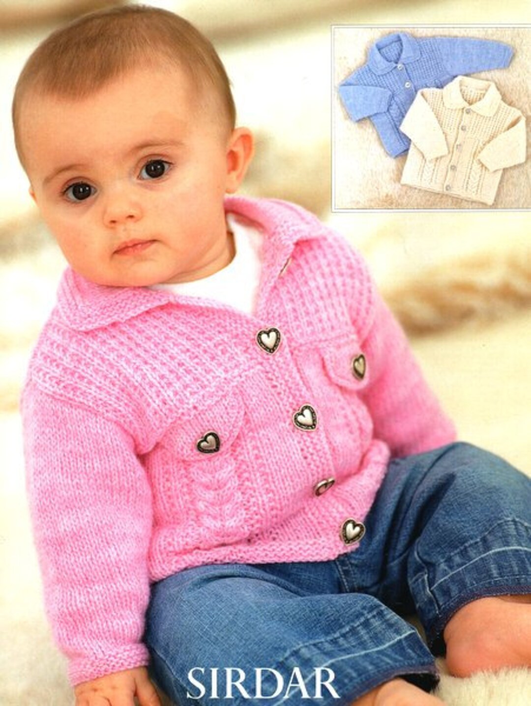 Baby Toddler Cable Cardigan Jacket Collar Mock Pocket Flap Optional 16 ...