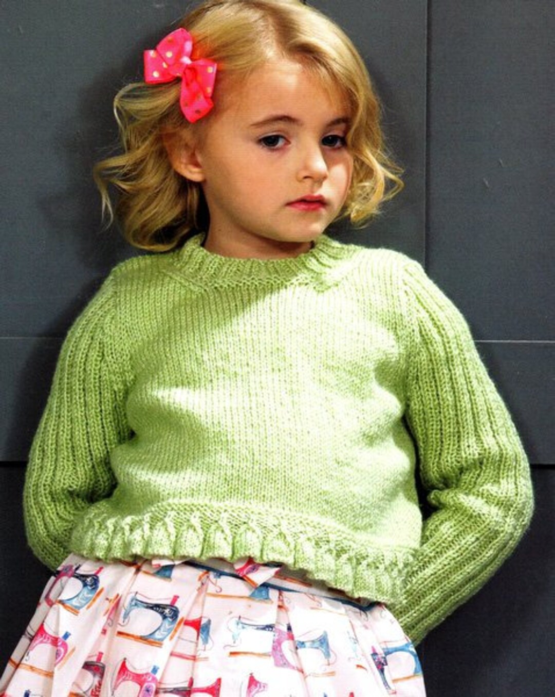 Girls Unusual Frilly Bell Peplum Sweater Round Neck Rib Sleeve 22" - 30 ...