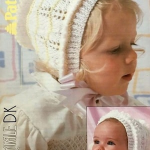 Vintage Baby Bonnet Plain or Coloured - Ribbon Tie 0 - 10 Years ~ DK 8 ...