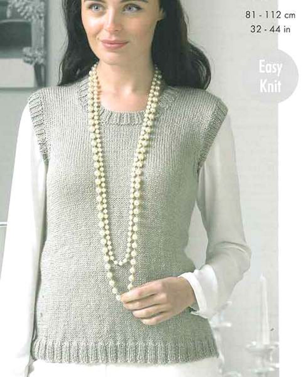 Very Easy Beginner Ladies Scoop Neck Top Jumper Slipover Sweater Vest ...