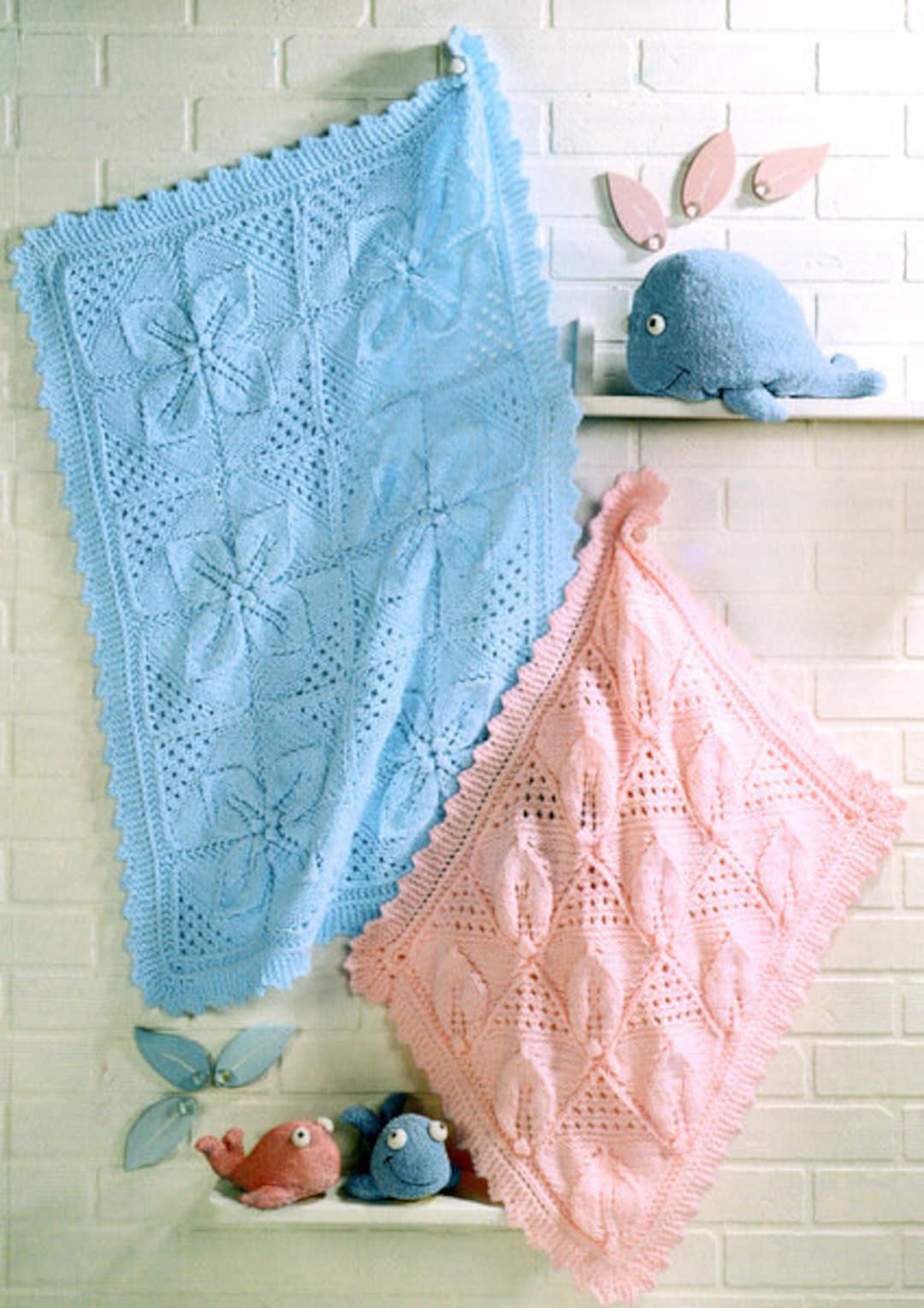 Easy Baby Cot & Pram Blanket Squares Blocks Leaf Eyelet Pattern ...