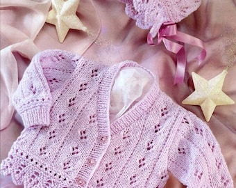 Baby Child Girl Lacy Eyelet Cardigan, Hat, Shoes Mary Janes Birth 6 ...