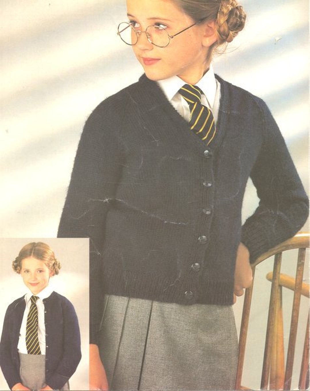 Easy Girls Raglan School Cardigan Round & V Neck 24 -36" ~ DK Wool 8ply ...