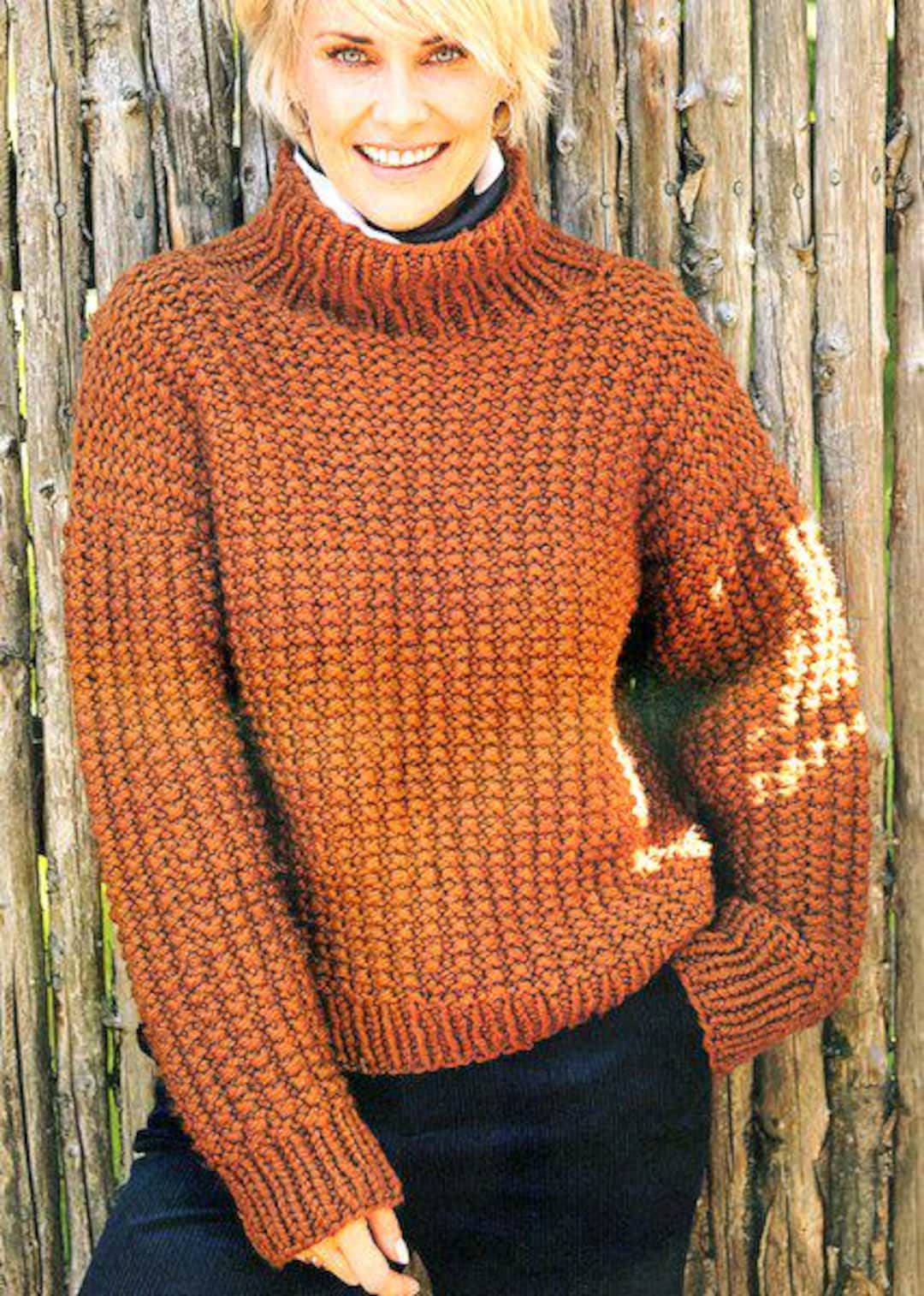 Easy Textured Womens High Funnel Neck Sweater Broken Rib 34 - 46" Super ...