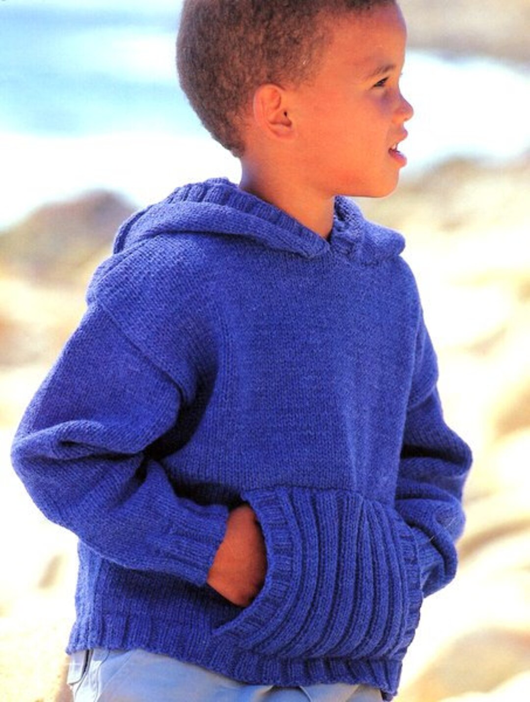 Boys Girls Child's Hooded Sweater Pockets Knitting Pattern DK 8 Ply ...