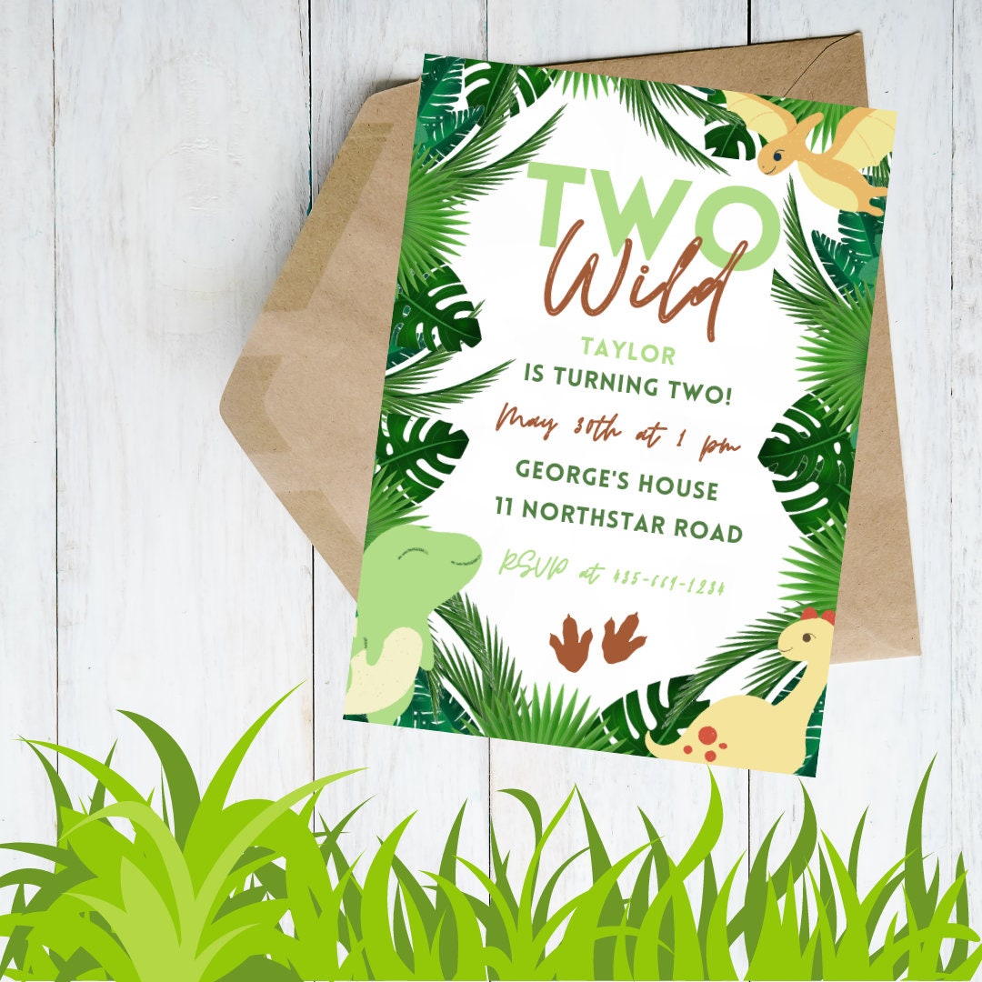 Two Wild Birthday Invitation, Customizable Kid Birthday Invite, Two ...