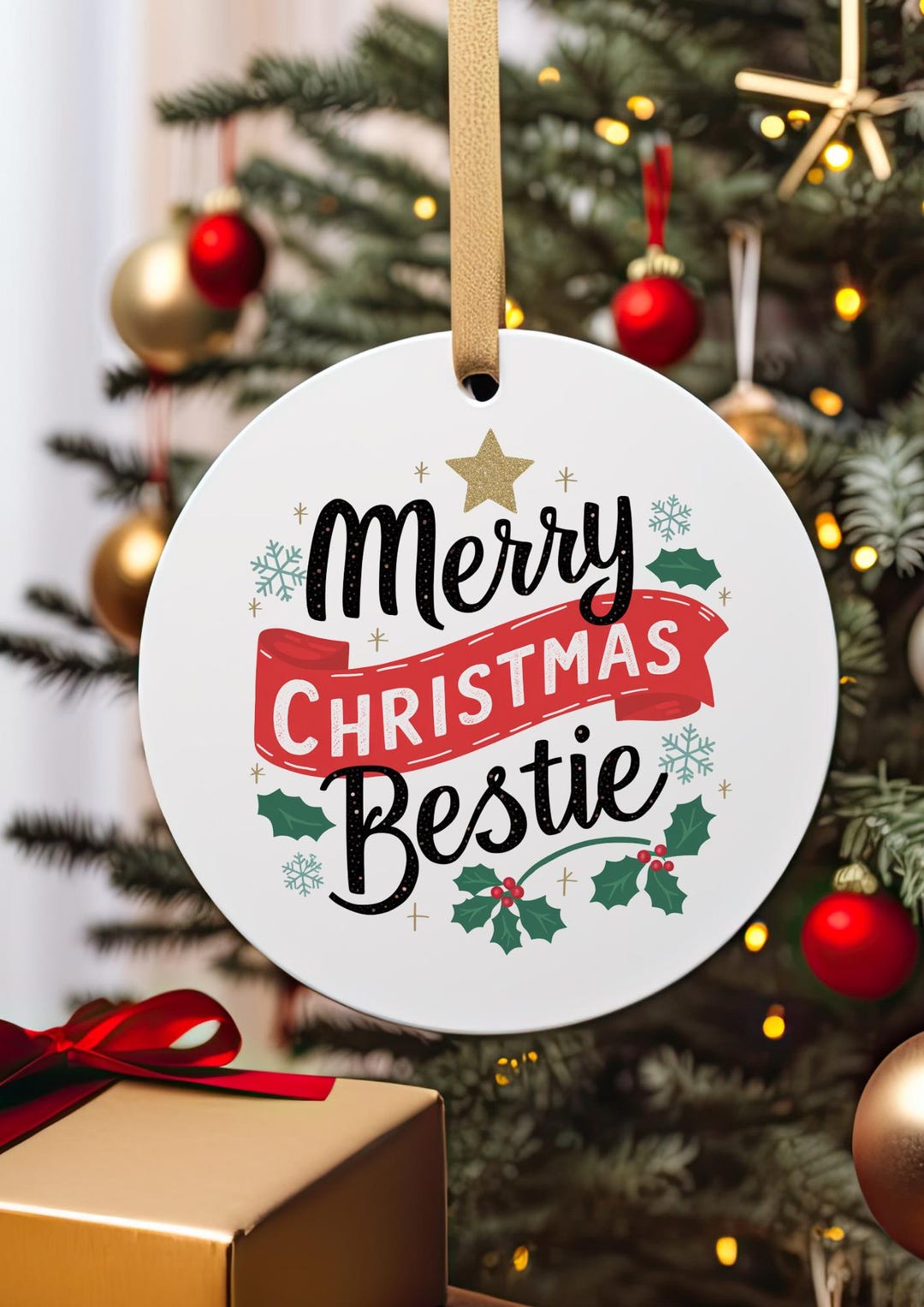 Merry Christmas Bestie Ceramic Christmas Bauble Christmas Decorations ...