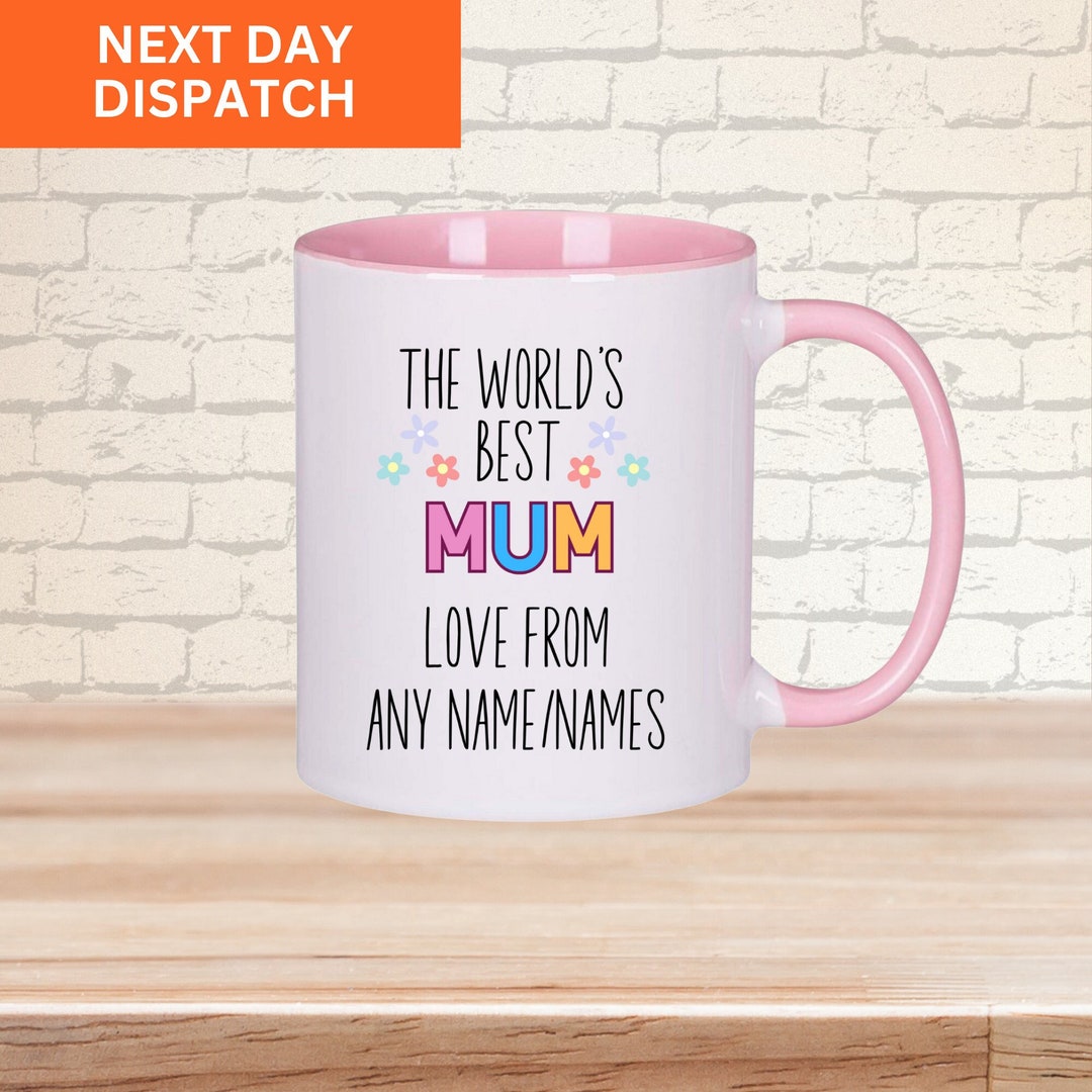 The Worlds Best Mum Mug Personalised Mothers Day Mug Pink 11oz Ceramic ...