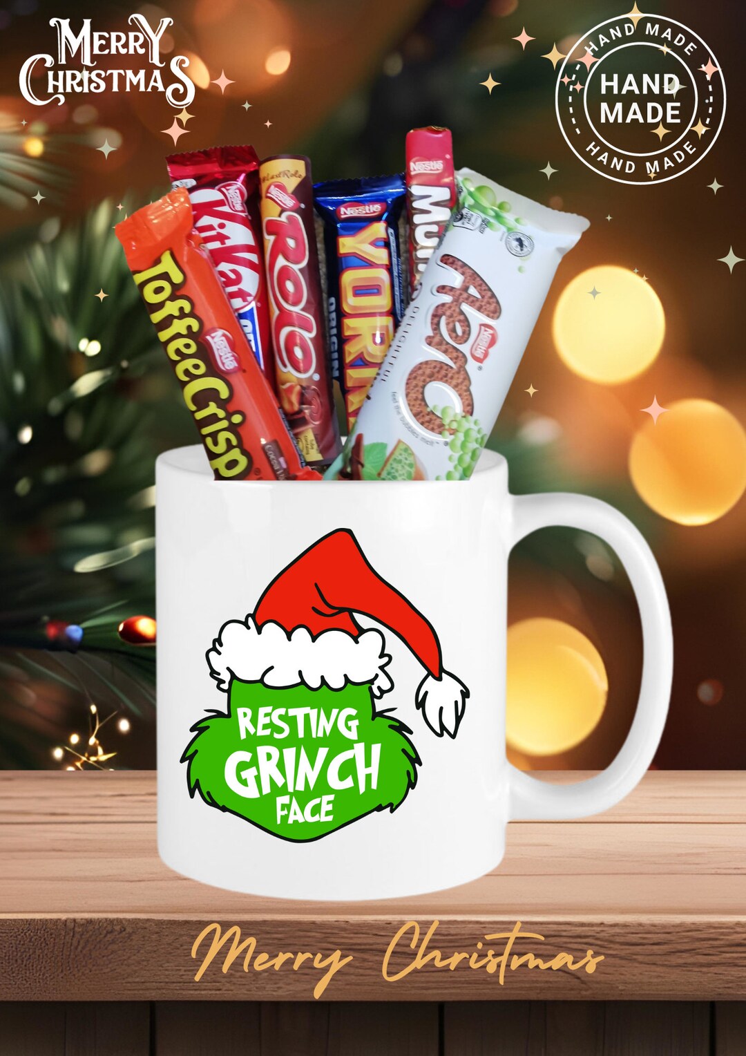 The Grinch Resting Grinch Face the Grinch Mug 11oz With 6 Bars - Etsy