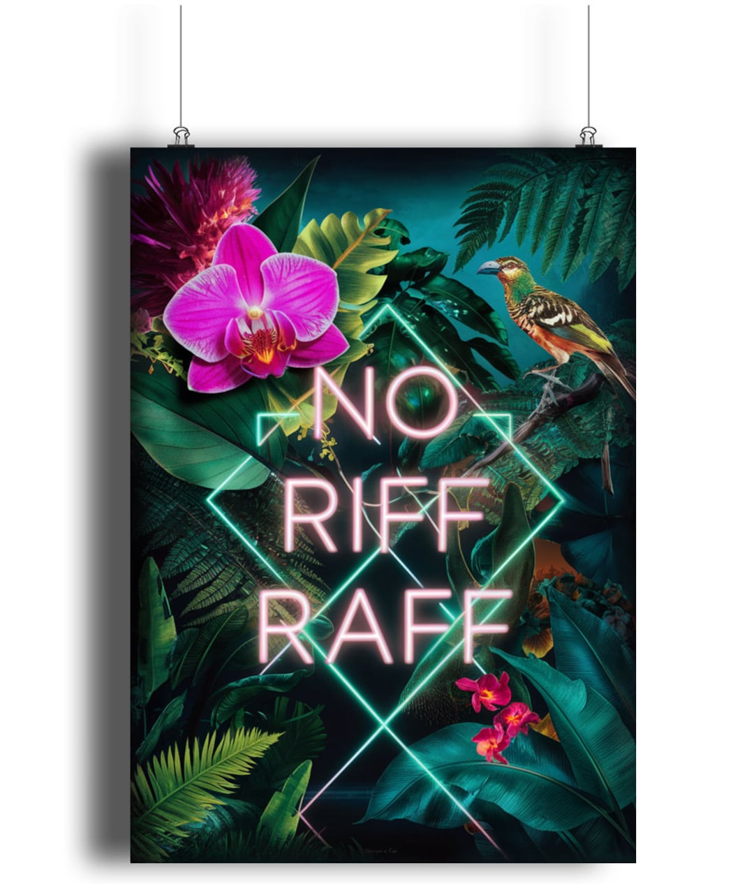 Wall Art Print Sign No Riff Raff Jungle Neon Effect Neon Jungle Neon ...