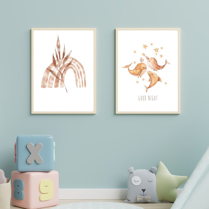 Boho Rainbow Set of 8 Nursery Art Prints Girl Dolphin Nursery - Etsy