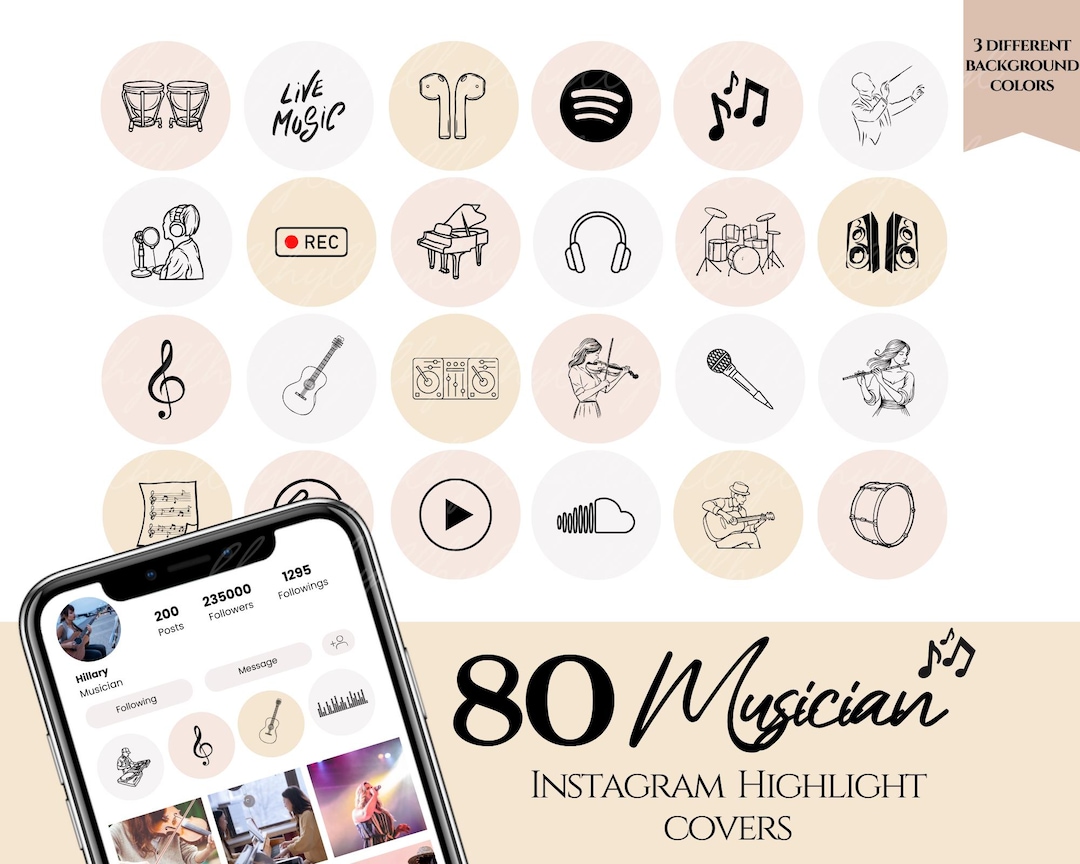 80 Music Instagram Highlight Covers Musician Instagram Icons Music ...