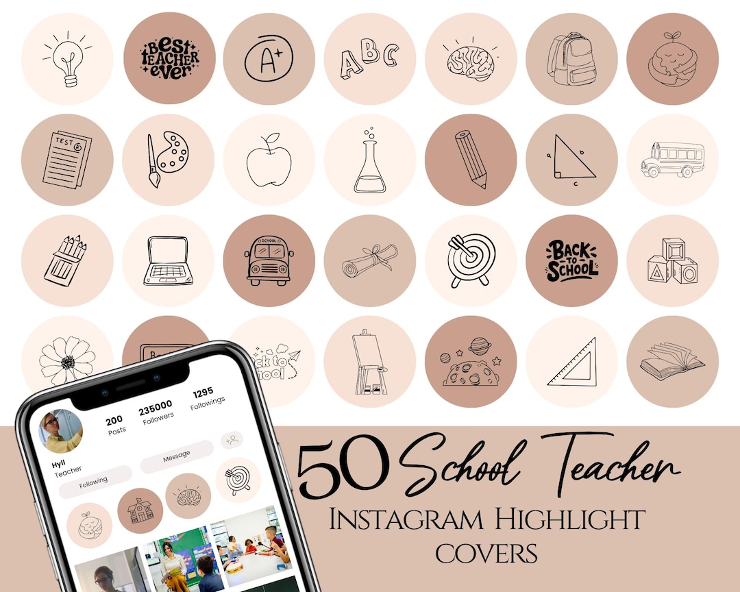 School Teacher Instagram Highlight Covers Brown, Kindergarten Highlight ...