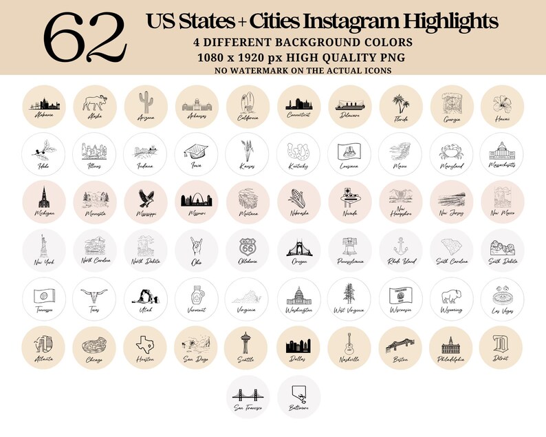 USA Instagram Highlight Covers, USA Cities and States for Instagram ...