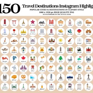 150 Popular Travel Destination Instagram Travel Highlight Cover, Top ...