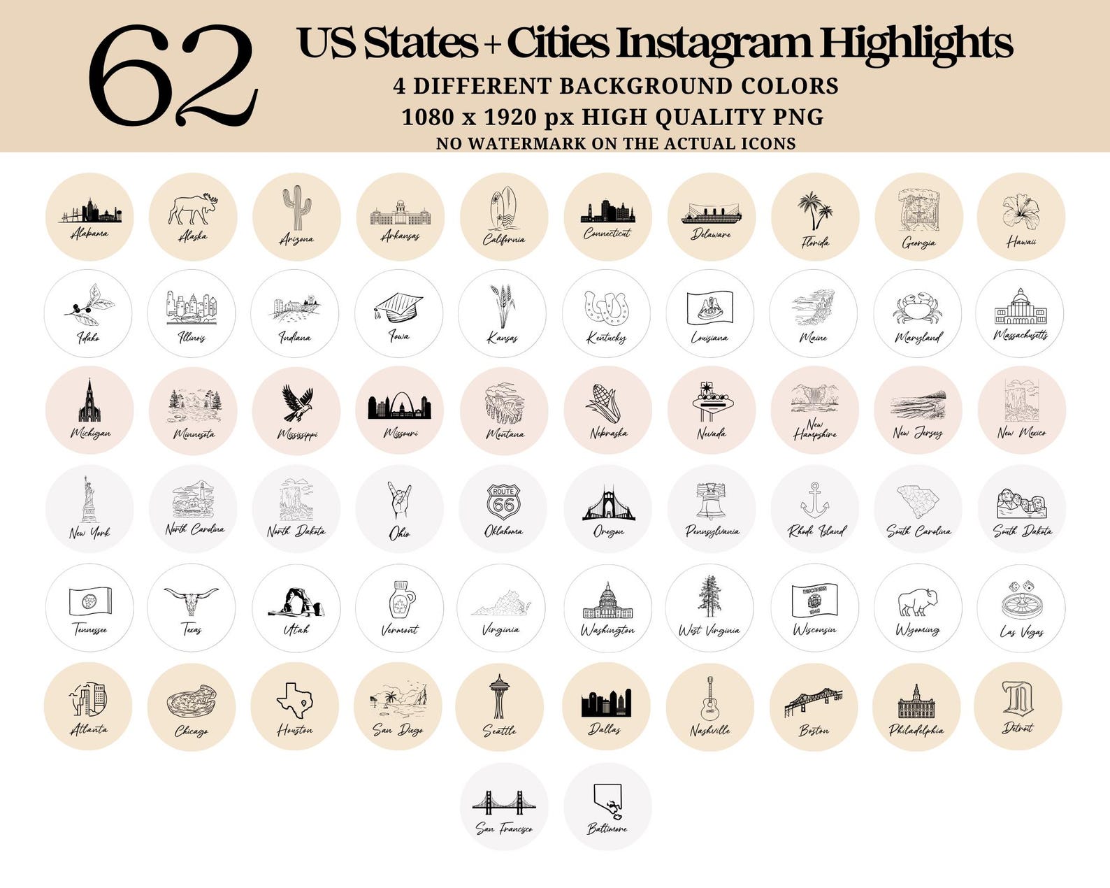USA Instagram Highlight Covers, USA Cities and States for Instagram ...