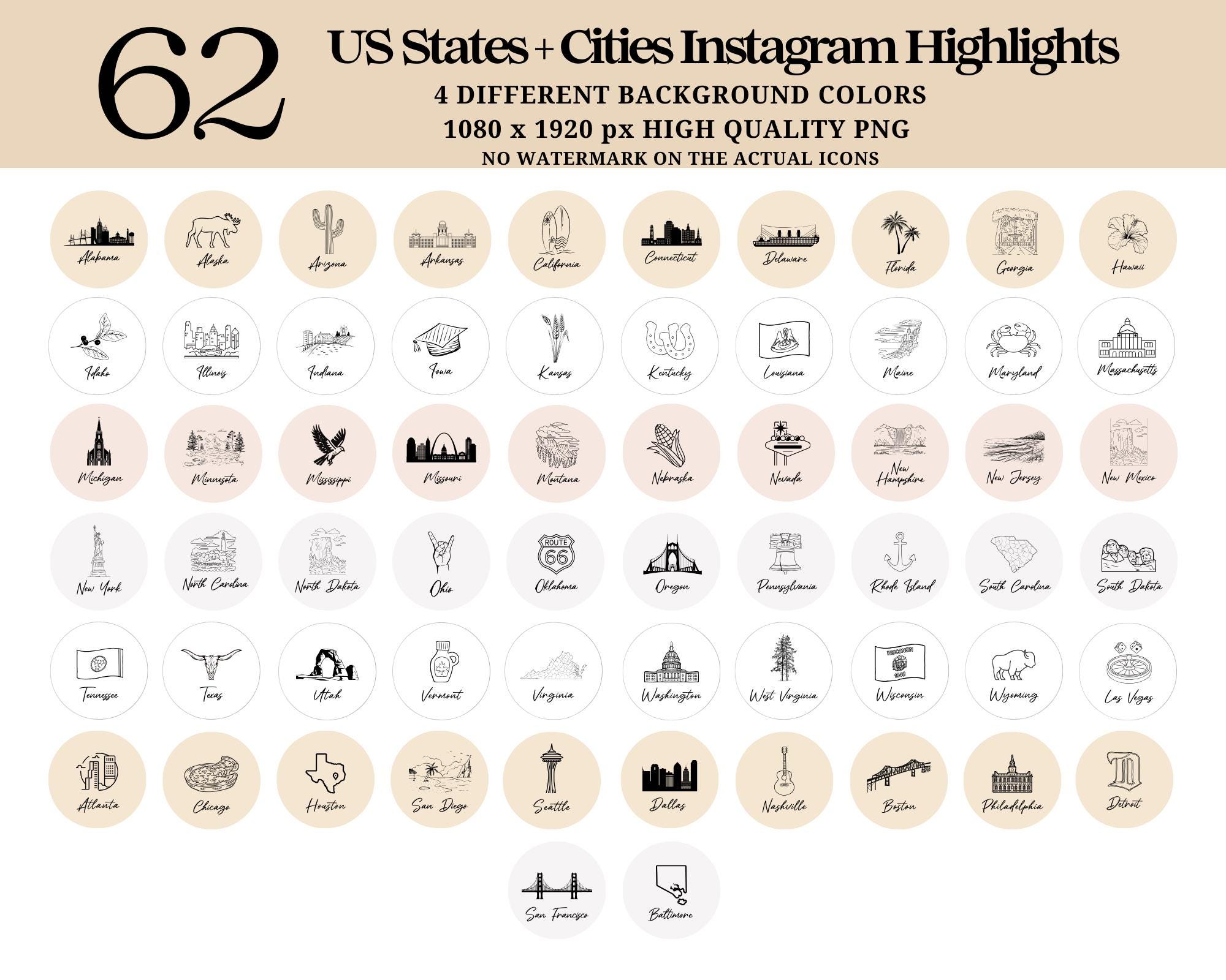 USA Instagram Highlight Covers, USA Cities and States for Instagram ...