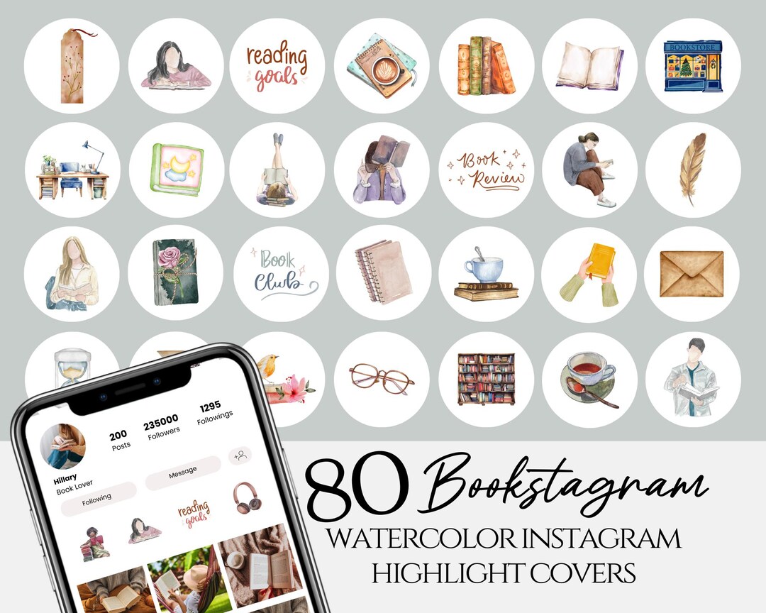Watercolor Book Instagram Highlight Covers, Bookstagram Icons, Book ...