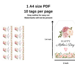 Happy Mother's Day Gift Tag Printable Tag Happy Mother's Day Tag ...