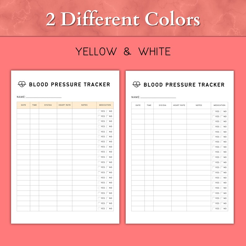 Blood Pressure Tracker, Blood Pressure Log, Hypotension Tracking Chart ...