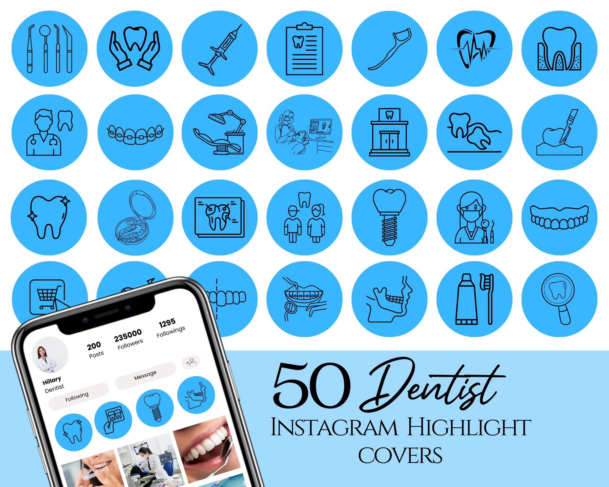 50 Dentist Instagram Highlight Covers Dental Care Icons for Instagram ...