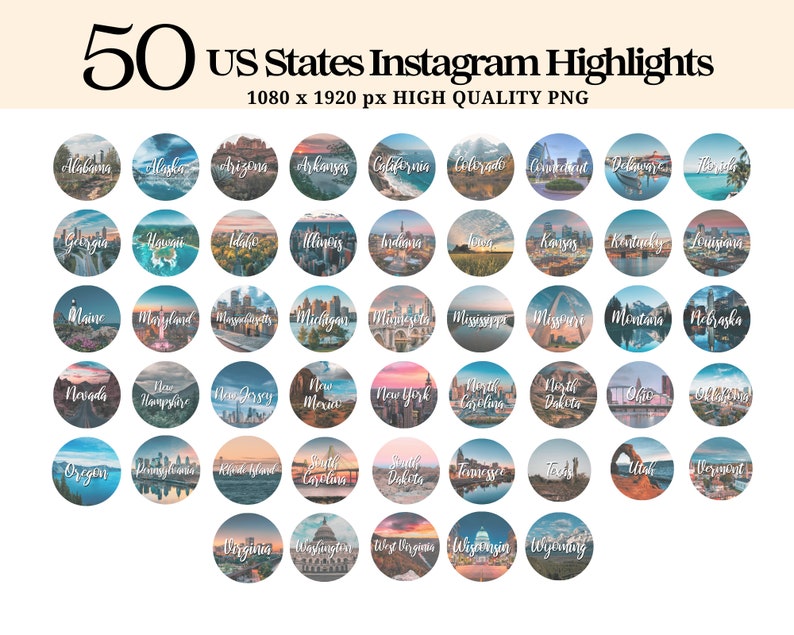 50 USA Instagram Highlight Covers, USA States IG Highlight Icons ...