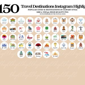 150 Popular Travel Destination Instagram Travel Highlight Cover, Top ...