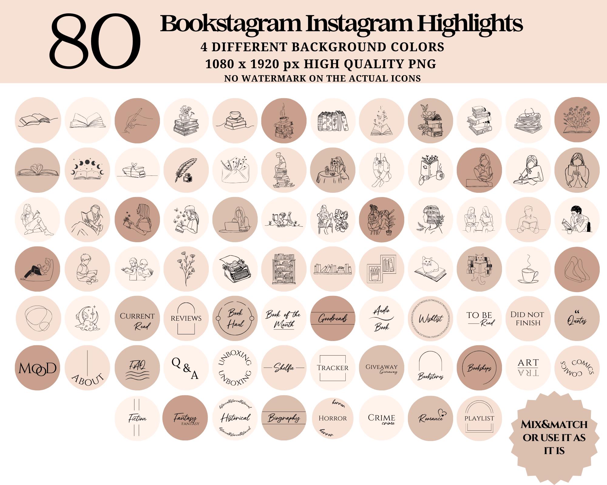 Book Instagram Highlight Covers, Bookstagram Icons, Book Icons for ...