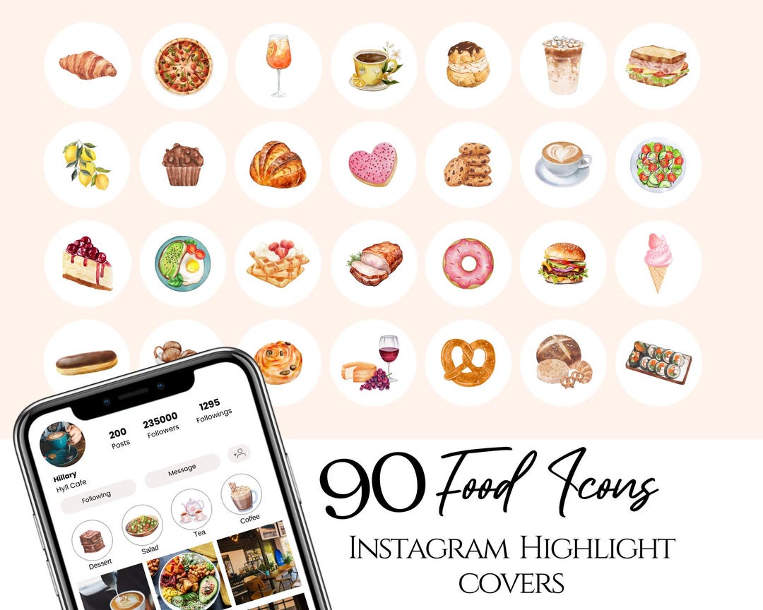 90 Food Instagram Highlight Covers, Food Blogger Instagram, Food ...