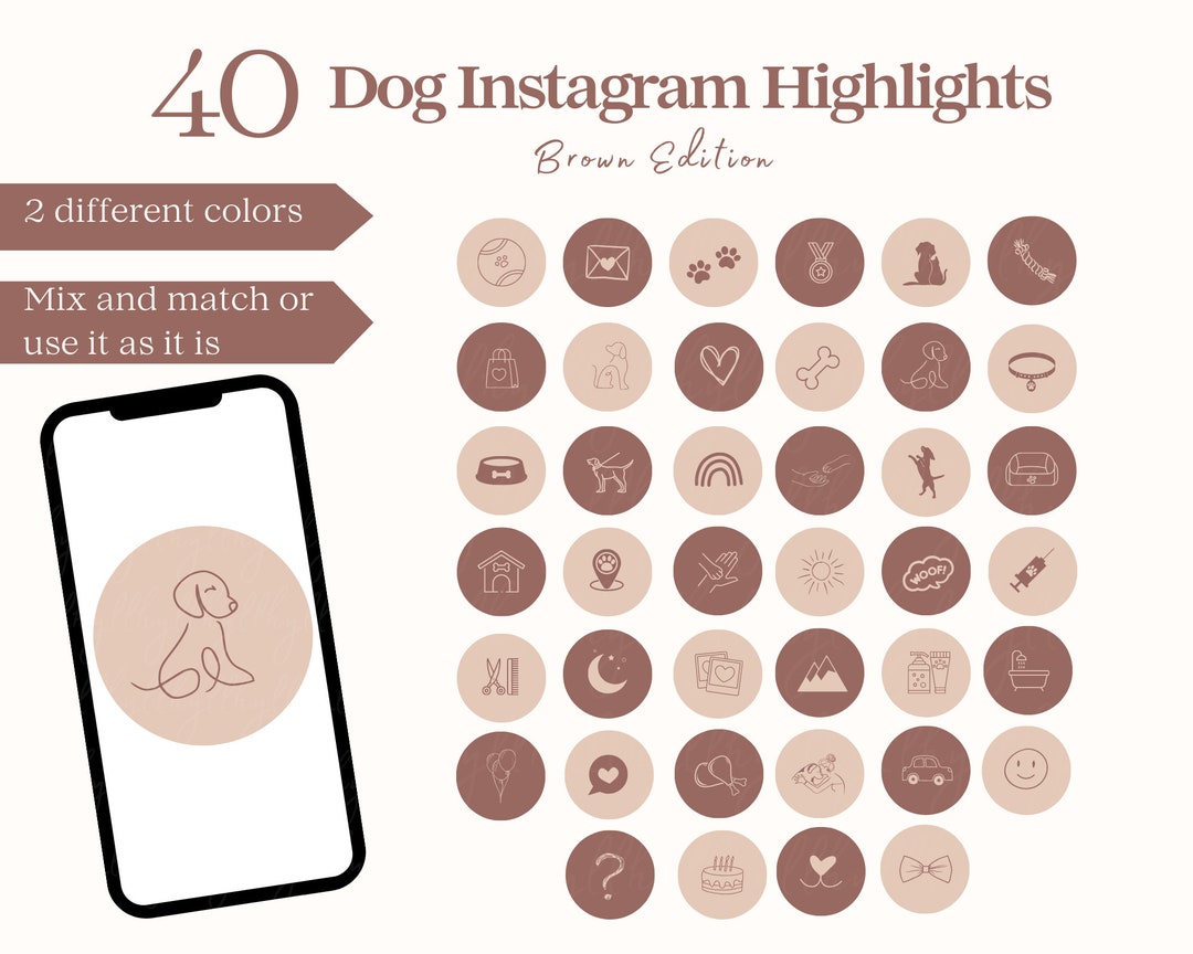 40 Dog Brown Instagram Highlight Covers, Daily Pets Cover Icons Animal ...