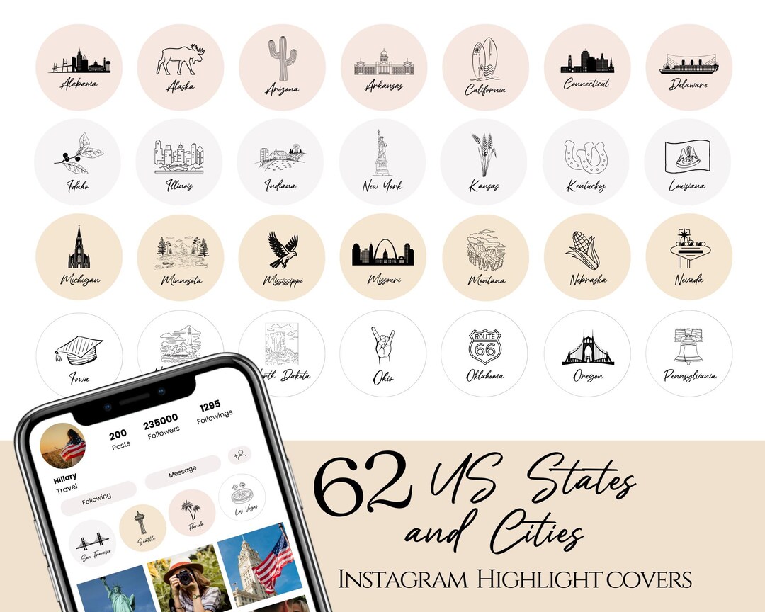 USA Instagram Highlight Covers, USA Cities and States for Instagram ...