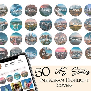 50 USA Instagram Highlight Covers, USA States IG Highlight Icons ...