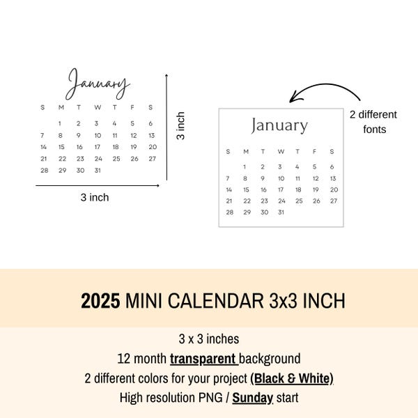 2025 Mini Pocket Calendar - Etsy