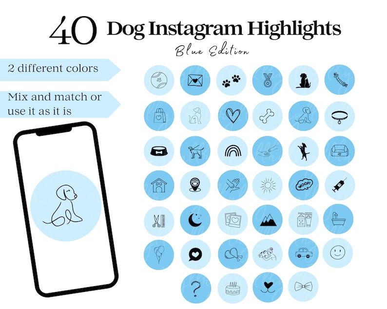 40 Dog Instagram Highlight Cover Blue, Daily Pets Cover Icons Animal ...