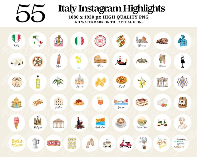 55 Italy Instagram Highlight Covers, Travel Highlight Icons, Italy ...