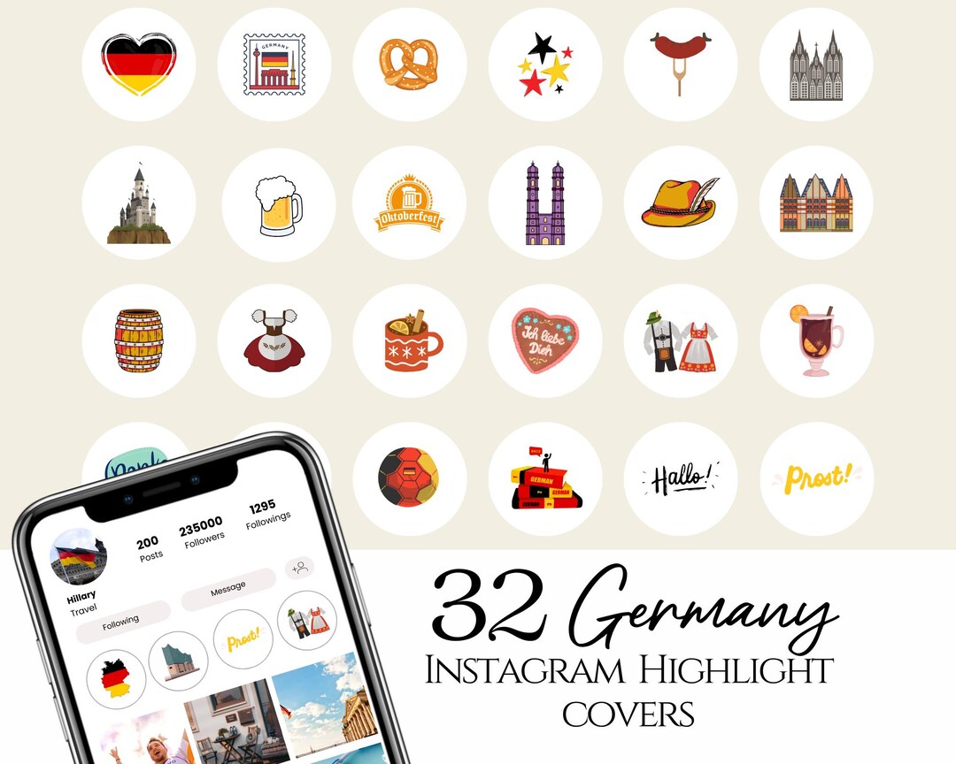 32 Germany Instagram Highlight Covers, Travel Highlight Icons, Germany ...