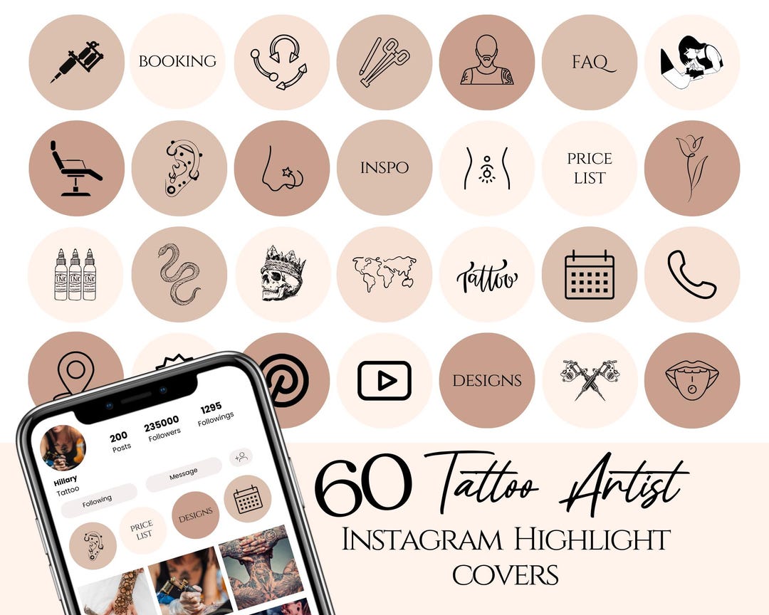 Tattoo Artist Instagram Highlight Covers, Tattoo Studio Instagram Icons ...