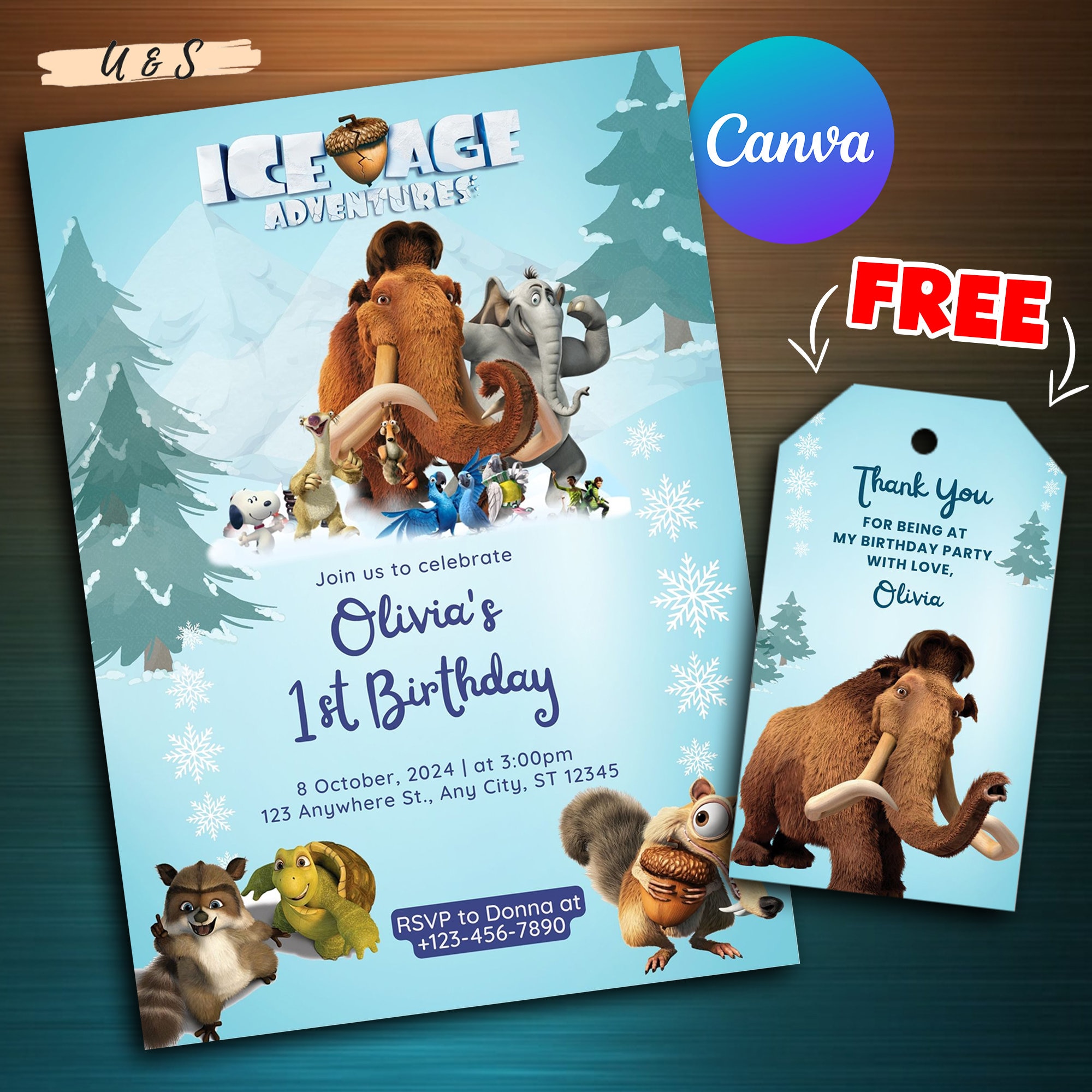 Ice Age Birthday Invitation, Kids Birthday Invitation, Editable ...