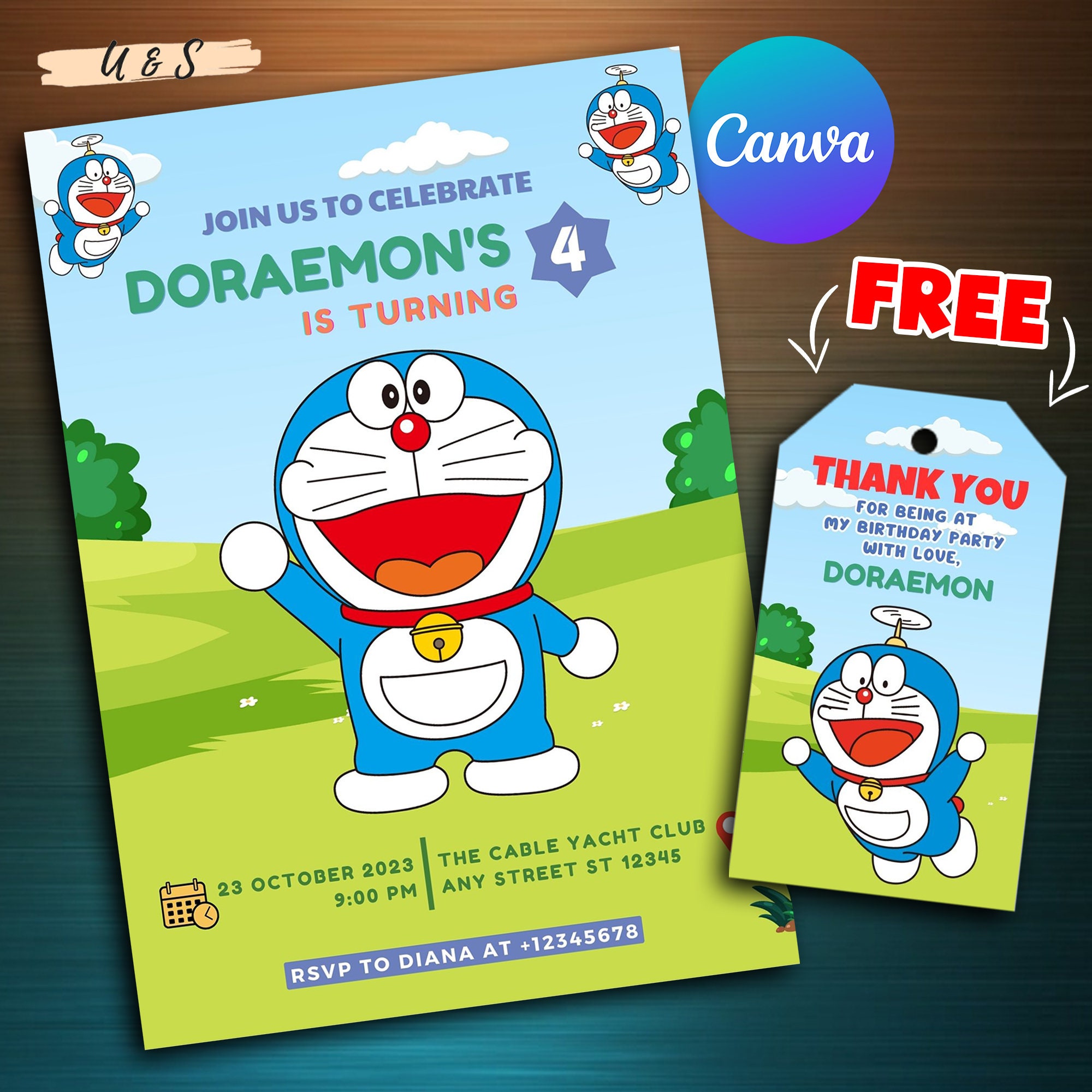 Doraemon Birthday Invitation Card