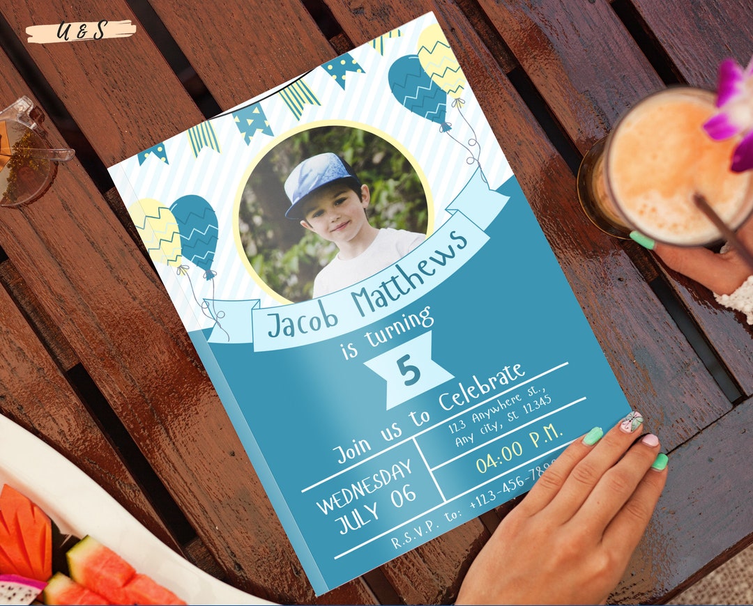 Classic Birthday Invitation, Kids Birthday Invitation, Editable ...