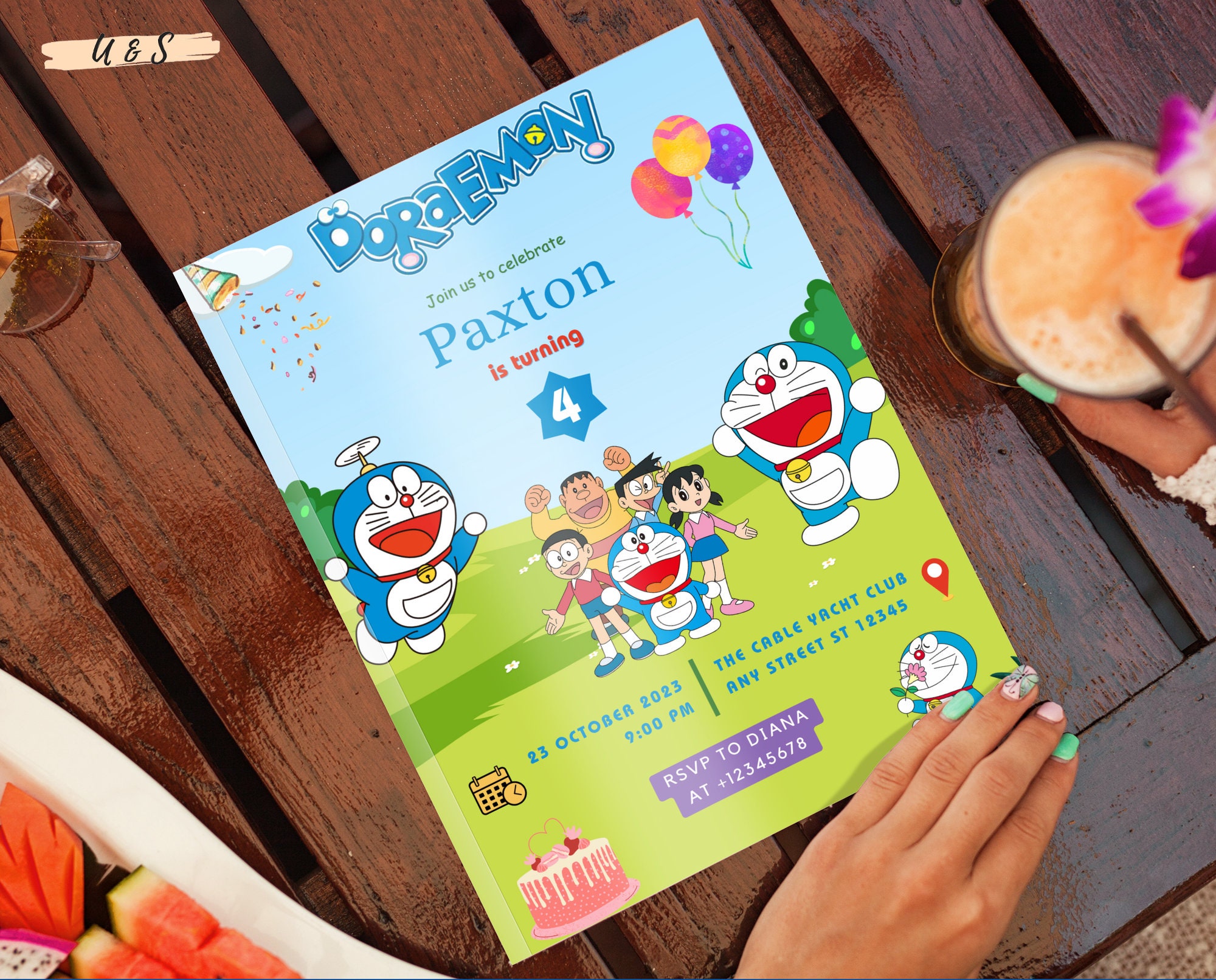 Doraemon Birthday Invitation Card