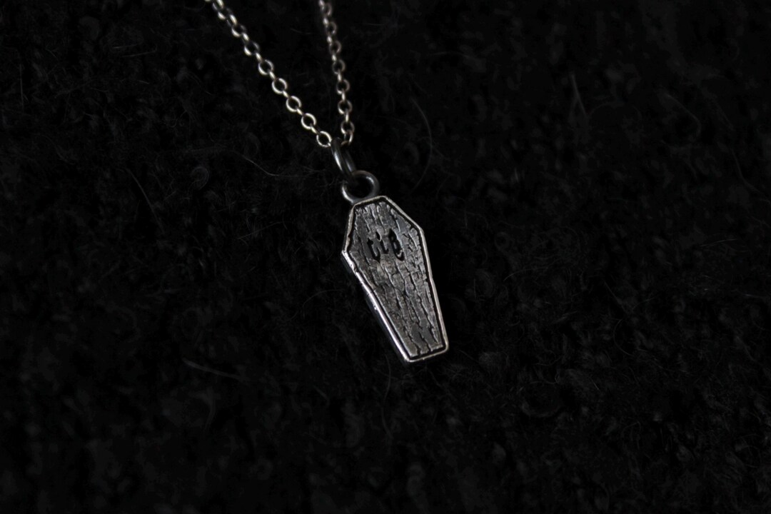 The Clad in Black Silver Casket Pendant • Add on Silver Skull or Bone ...