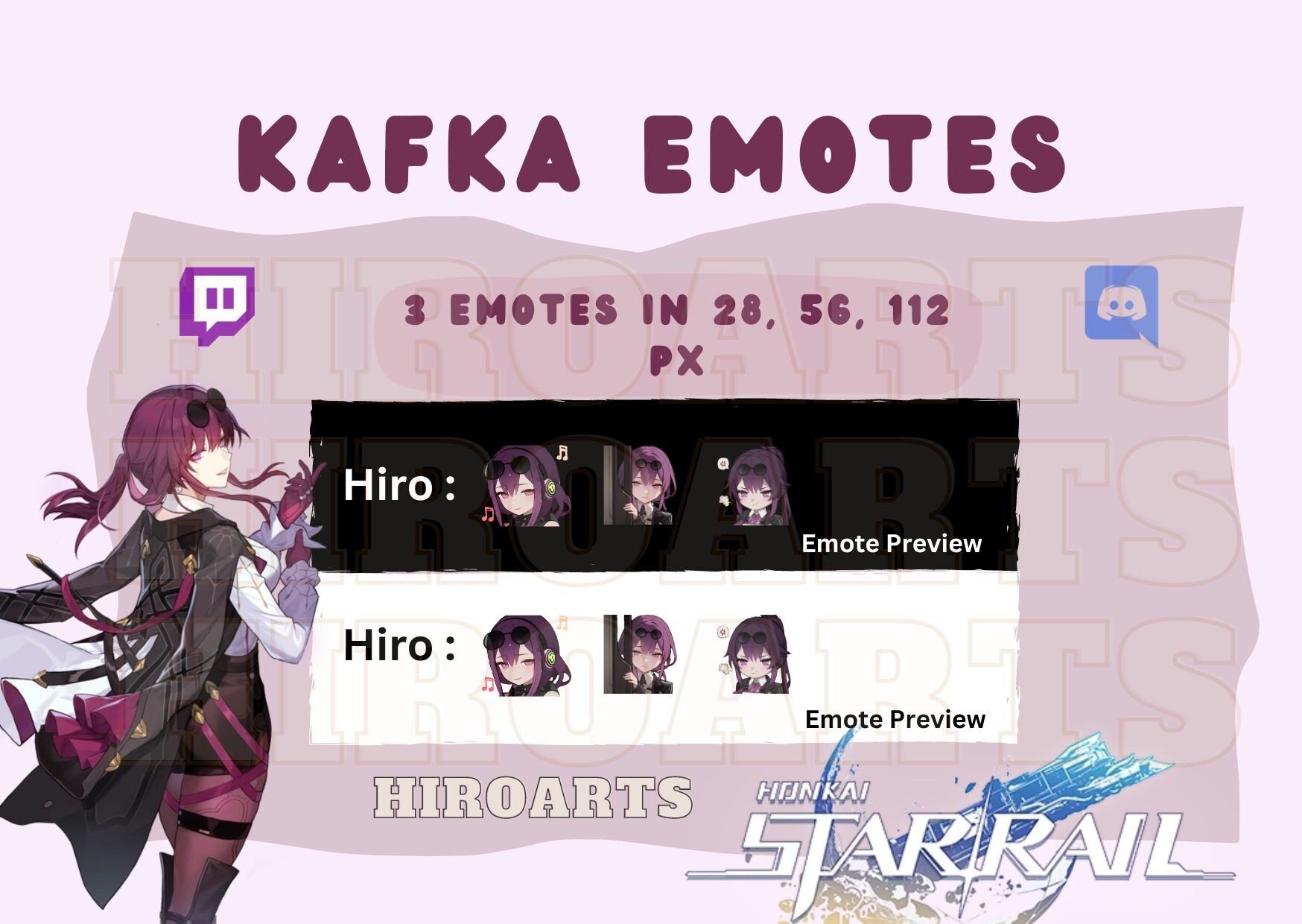 Honkai Star Rail Kafka 3 Emotes Package Honkai Star Rail - Etsy
