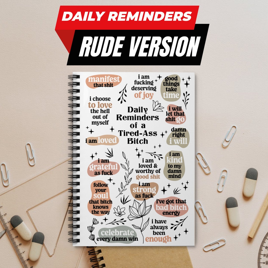 Rude Daily Reminders Notebook Journal, Spiral Bound, Ruled Line Paper ...