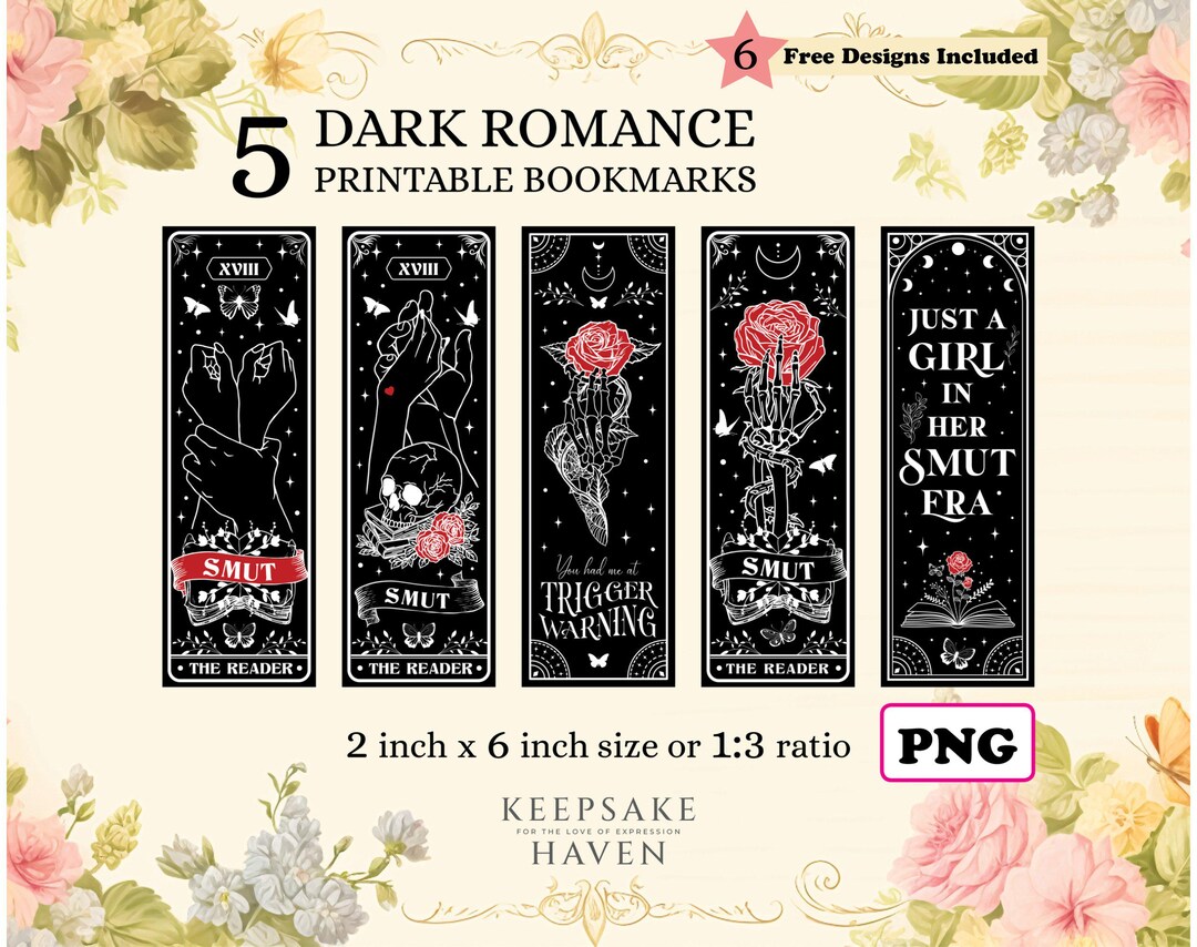 Printable Bookmarks PNG Bundle, Bookish Bookmark Spicy Dark Romance ...