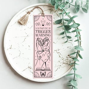 Smut Bookmark Dark Romance Trigger Warning Witchy Boho Black Pink PNG, Printable Bookmarks, Book ...